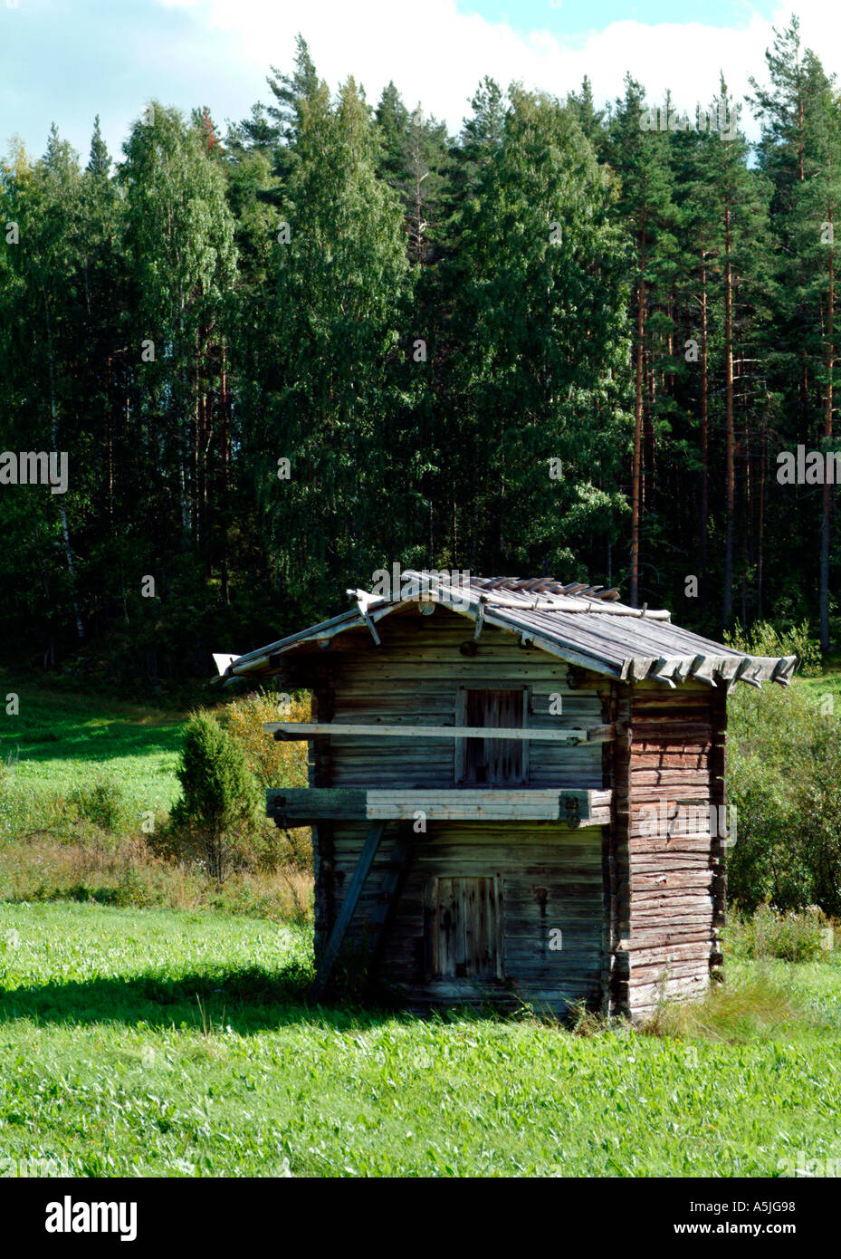 old block cottage barn in middle Finland Stock Photo - Alamy