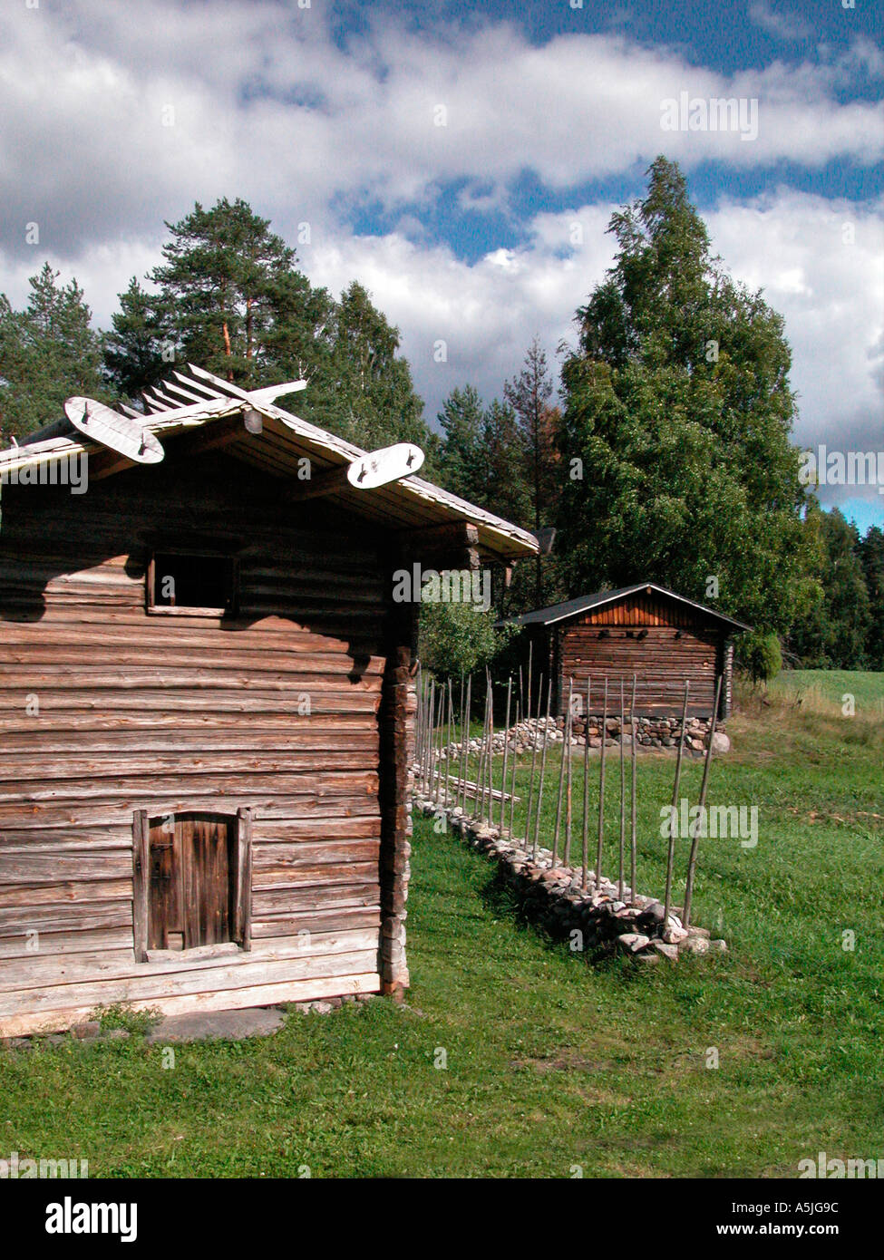 old block cottage barn in middle Finland Stock Photo - Alamy