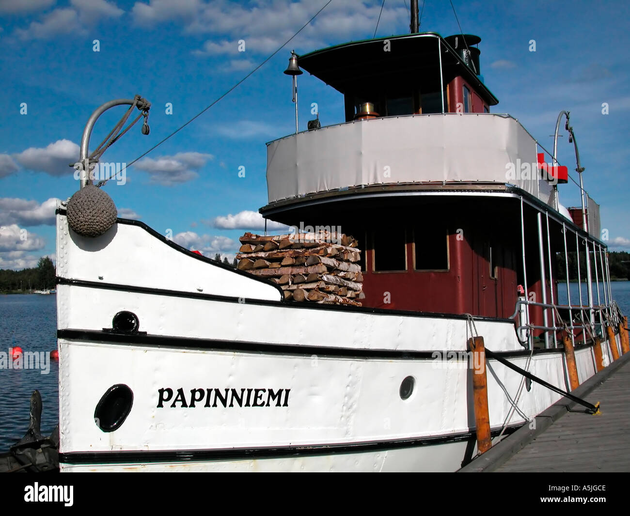 steamship docking at port of Mikkeli by lake Saimaa in middle Finland ...
