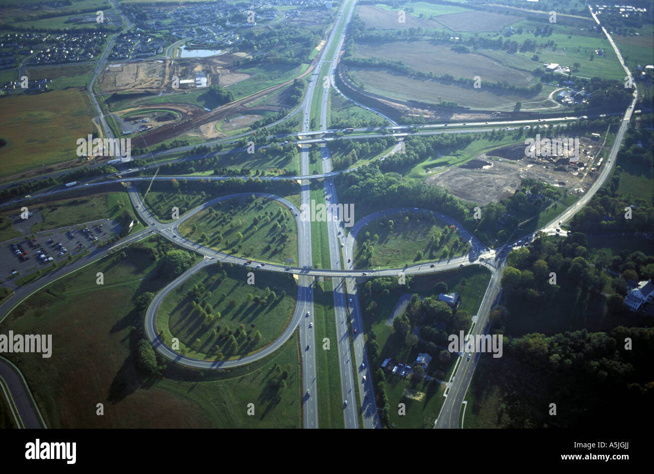 An aerial view of a highway Stock Photo - Alamy