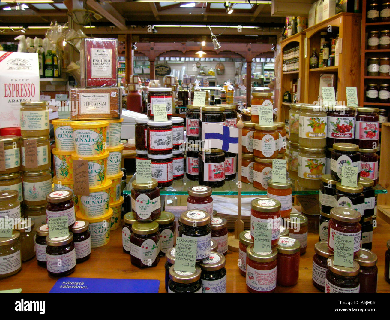 Finnish specialities jams made of wild berries and fruit Stock Photo ...