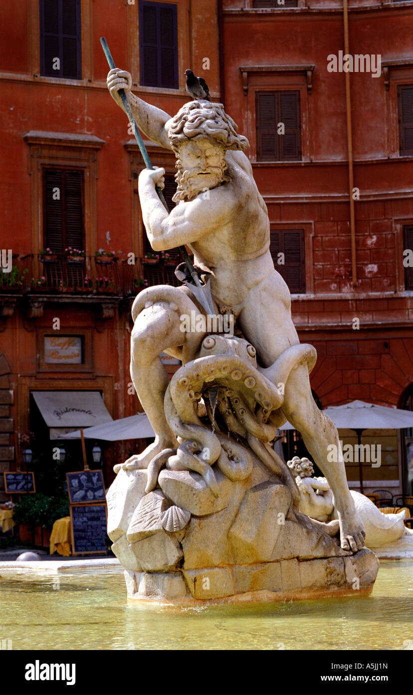 The Fountain of Neptune, Piazza Navona, Rome, Italy Stock Photo - Alamy