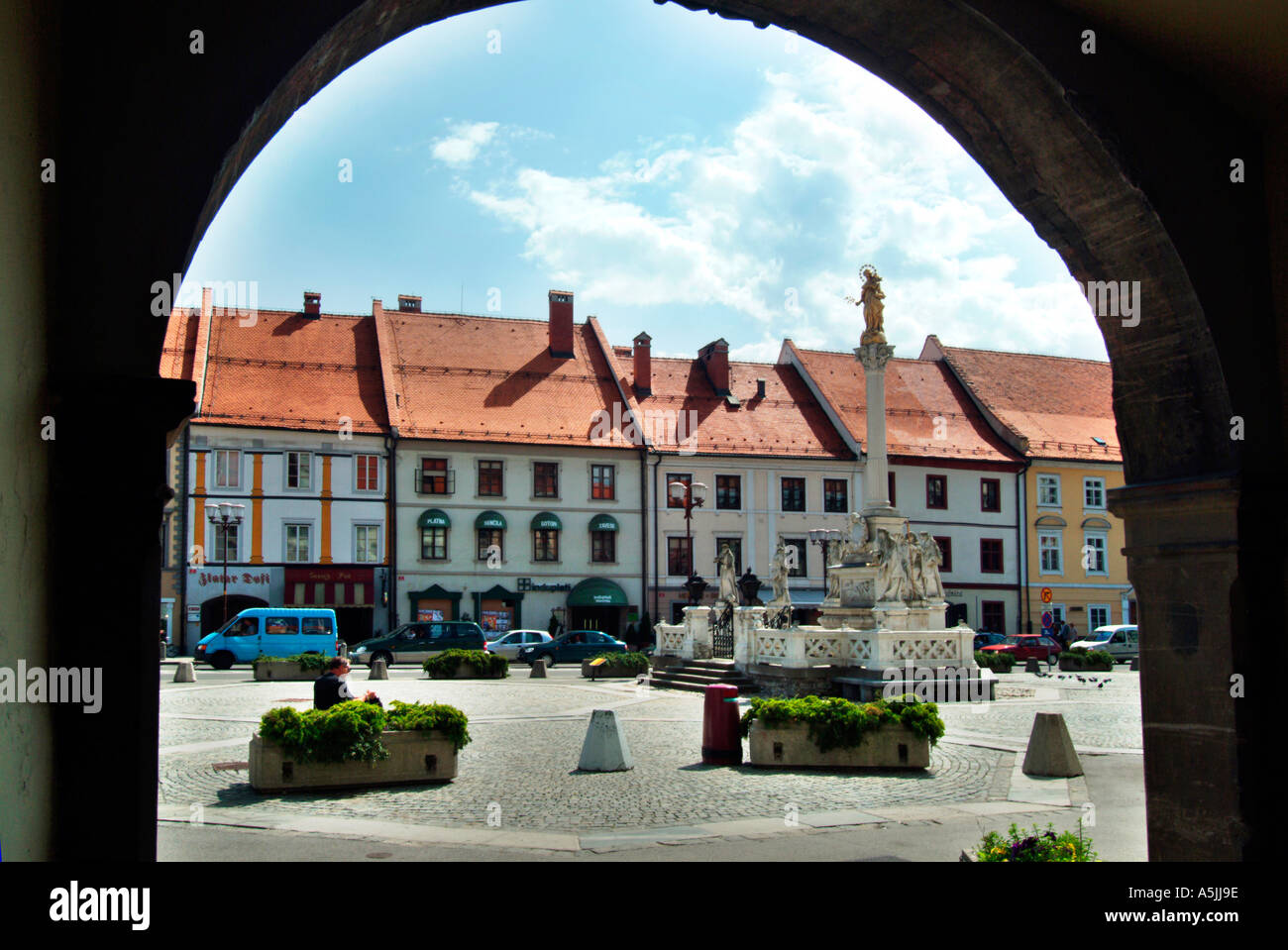 Glavni trg with pestilence pillar and houses in renaissance and baroque ...
