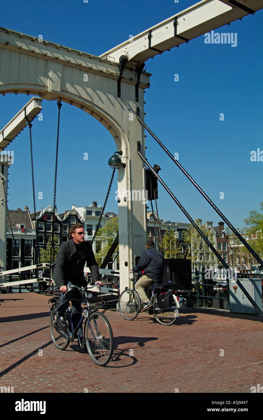Magere brug or the Skinny bridge double drawbridge spanning the river ...