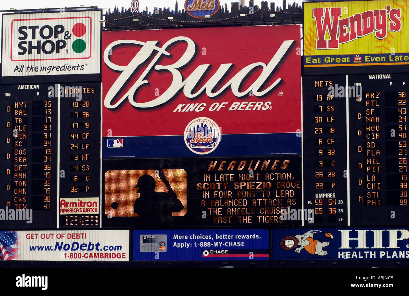 Scoreboard at Shea Stadium Stock Photo - Alamy