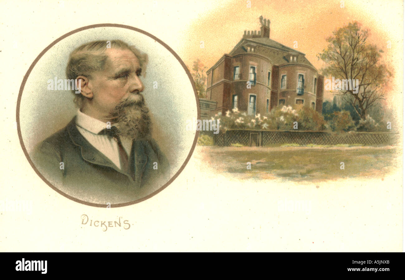 Charles Dickens 1812-1870 and his home Gadshill in Kent Stock Photo - Alamy