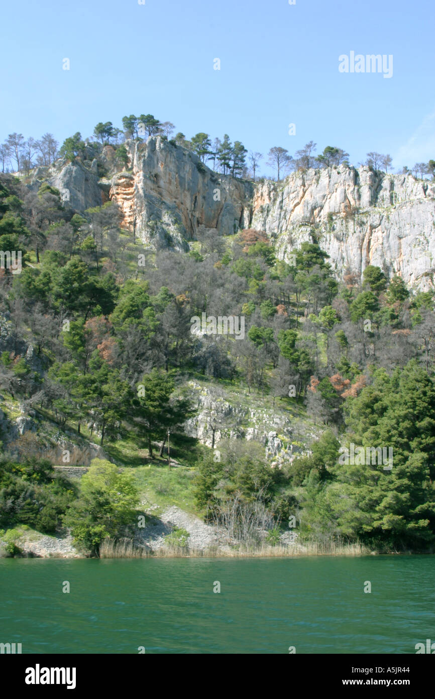 Cliffs at side of gorge on Krka River Krka National Park Croatia Stock ...