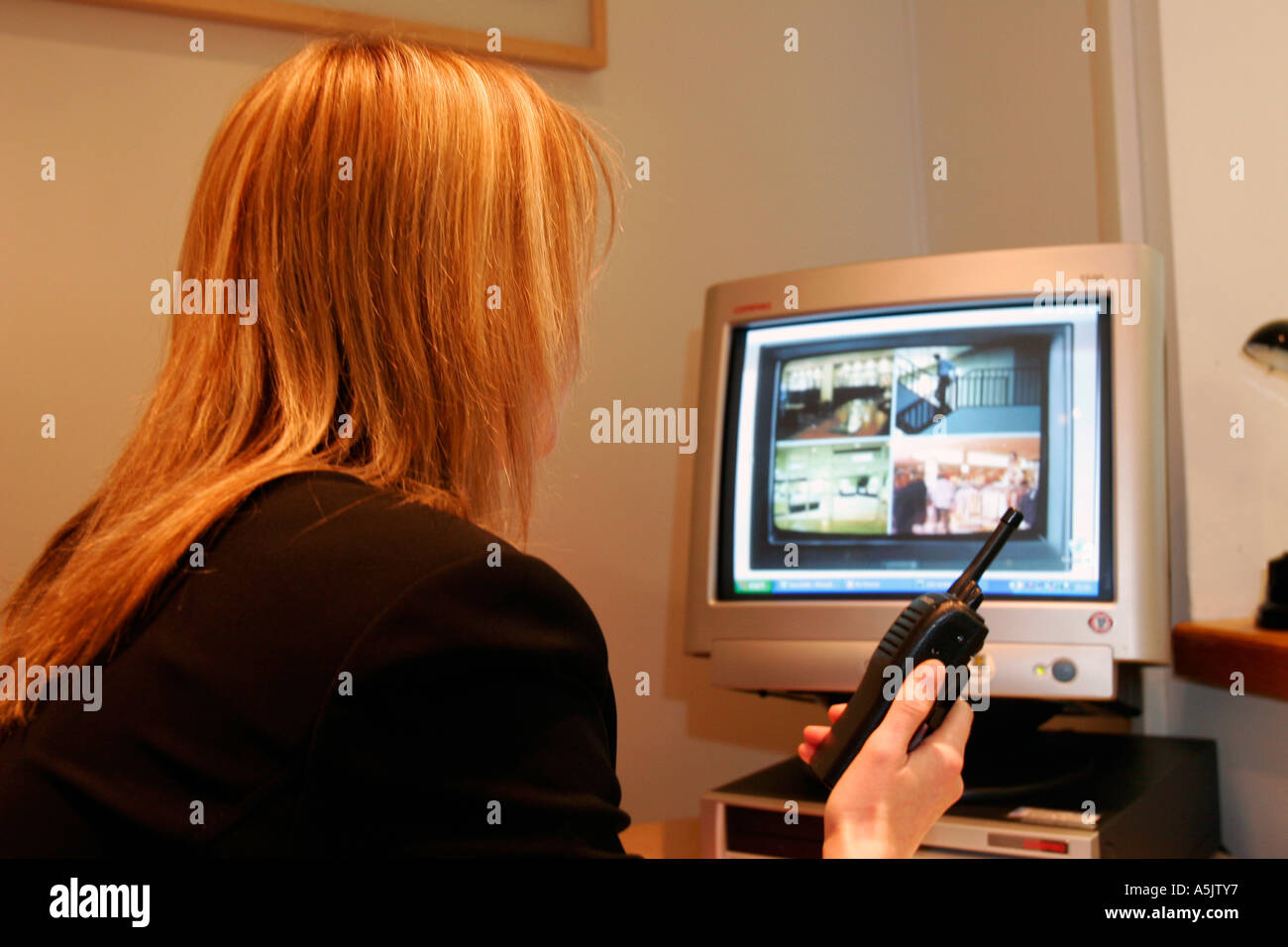 united kingdom london security staff checking computer monitor Stock ...