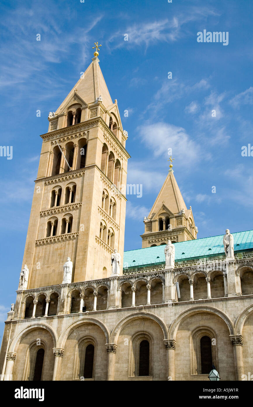 Cathedral of Pecs, 2 towers of the cathedral, Pecs, Southungary, Ungary ...