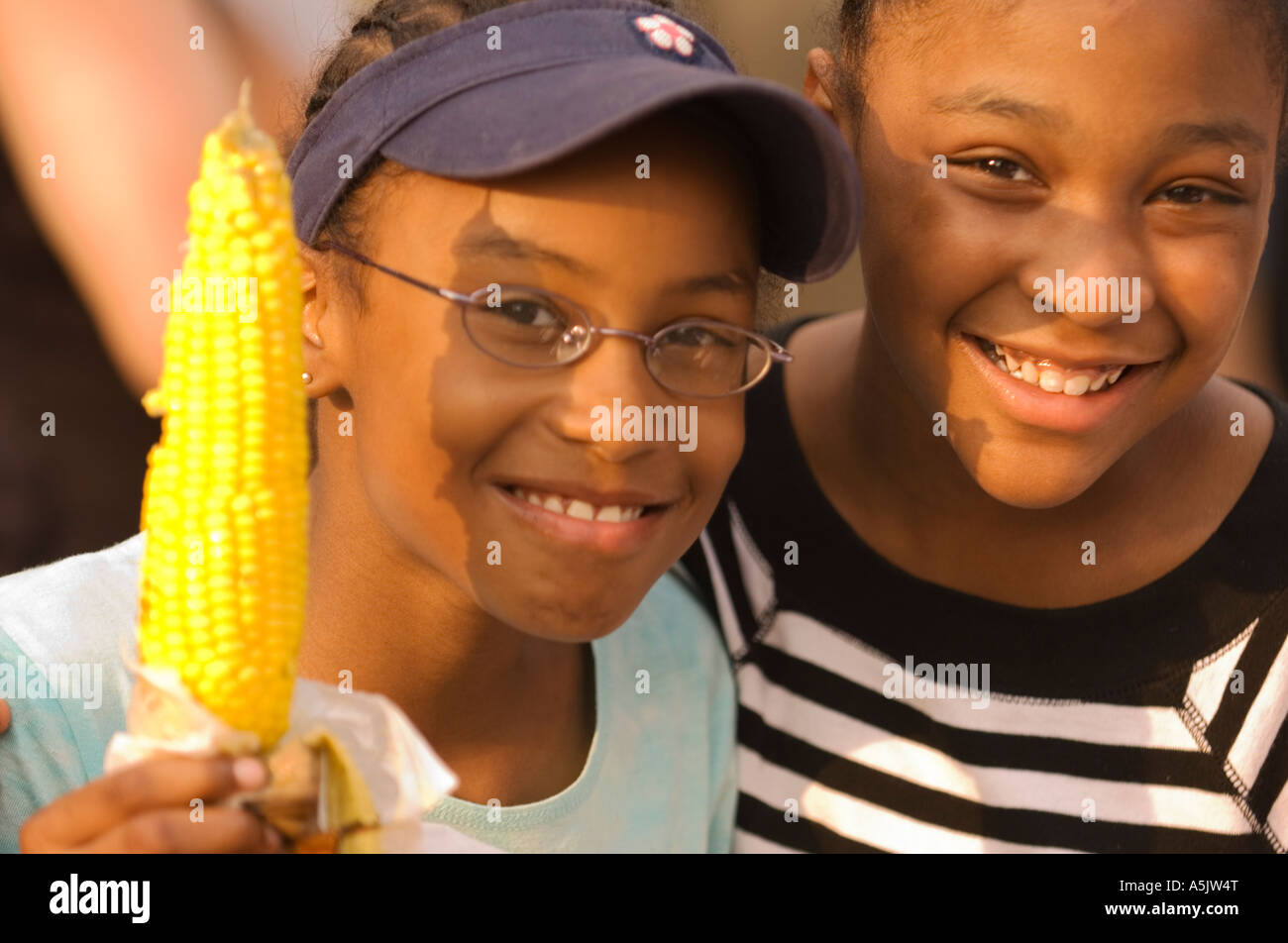 Two girls at the Taste of Chicago in Grant Park Chicago Illinois Stock ...