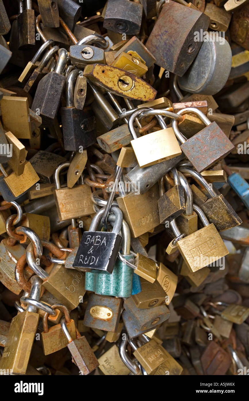 Padlocks for the love, Pecs, Southungary, Ungary, Southeast Europe ...