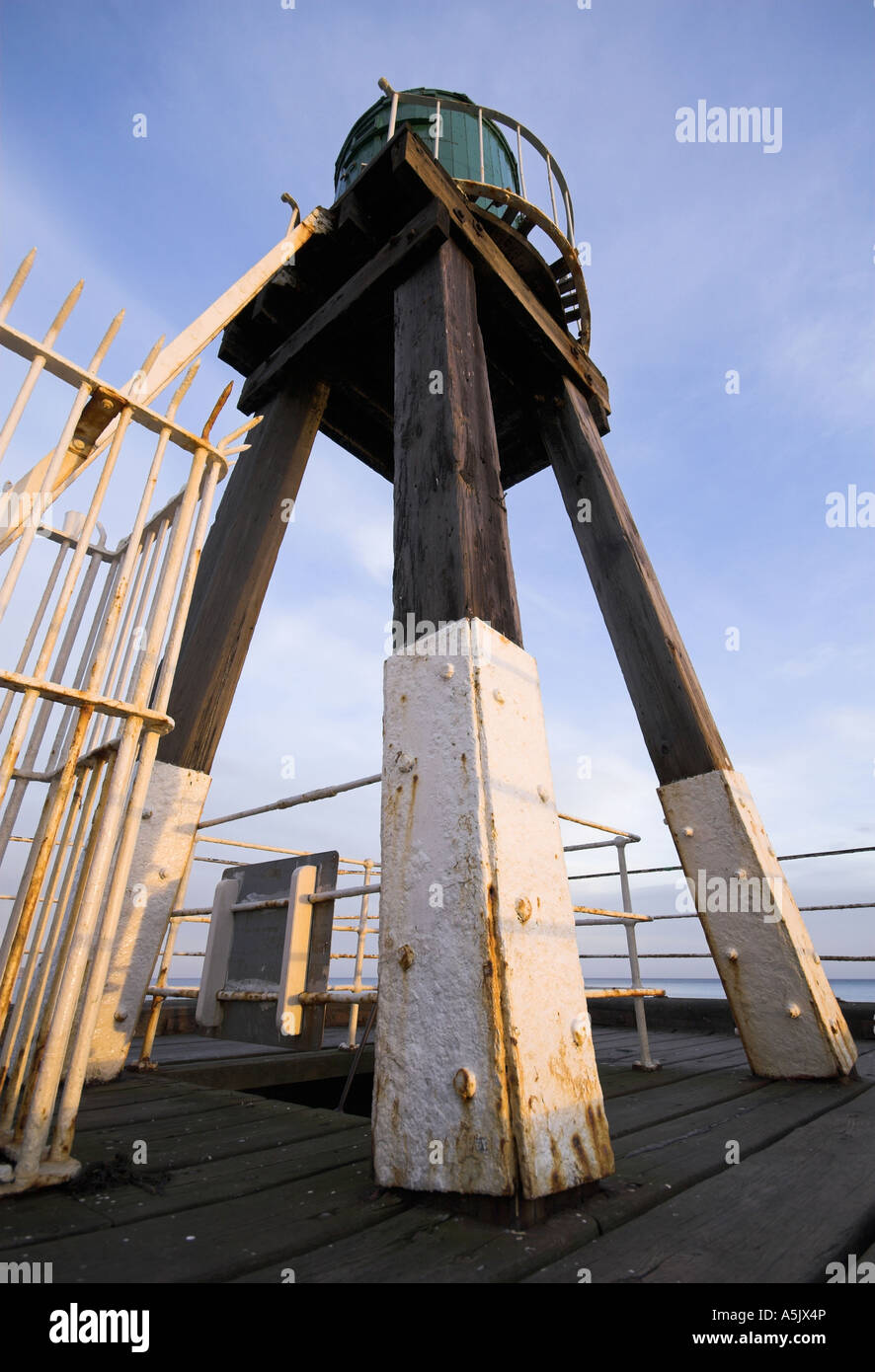 A Navigation Beacon light on the North Pier at Whitby, North York Moors ...