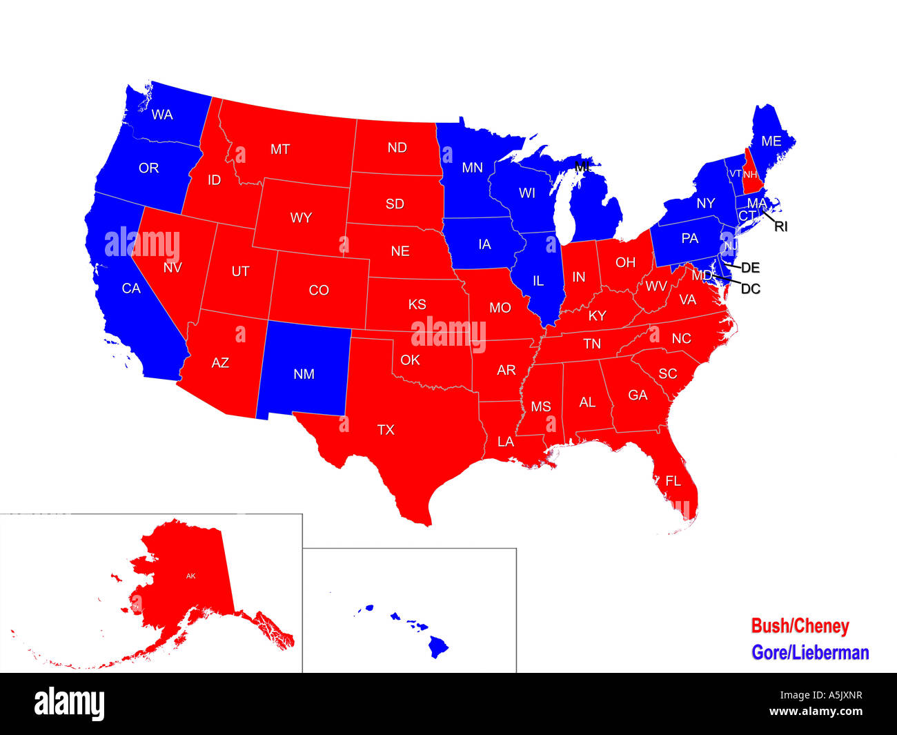 United States Presidential Election Results Map For 2000 Stock Photo ...