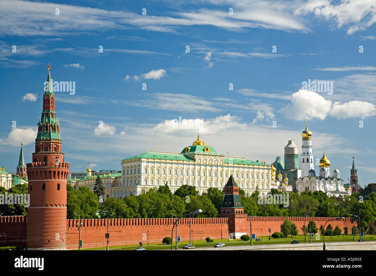 The Kreml Wall with Water raising Tower or Sviblov Tower, Bell Tower ...