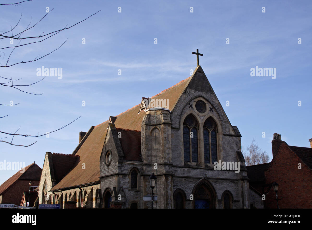 Church front on an Autumn day Stock Photo - Alamy