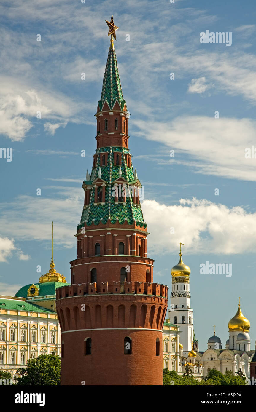 The Kreml Wall with Water raising Tower or Sviblov Tower and Archangel ...