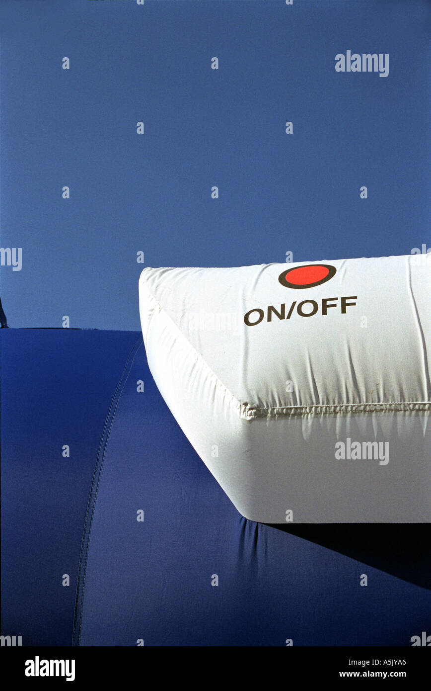 red on off button printed on inflated balloon Stock Photo - Alamy