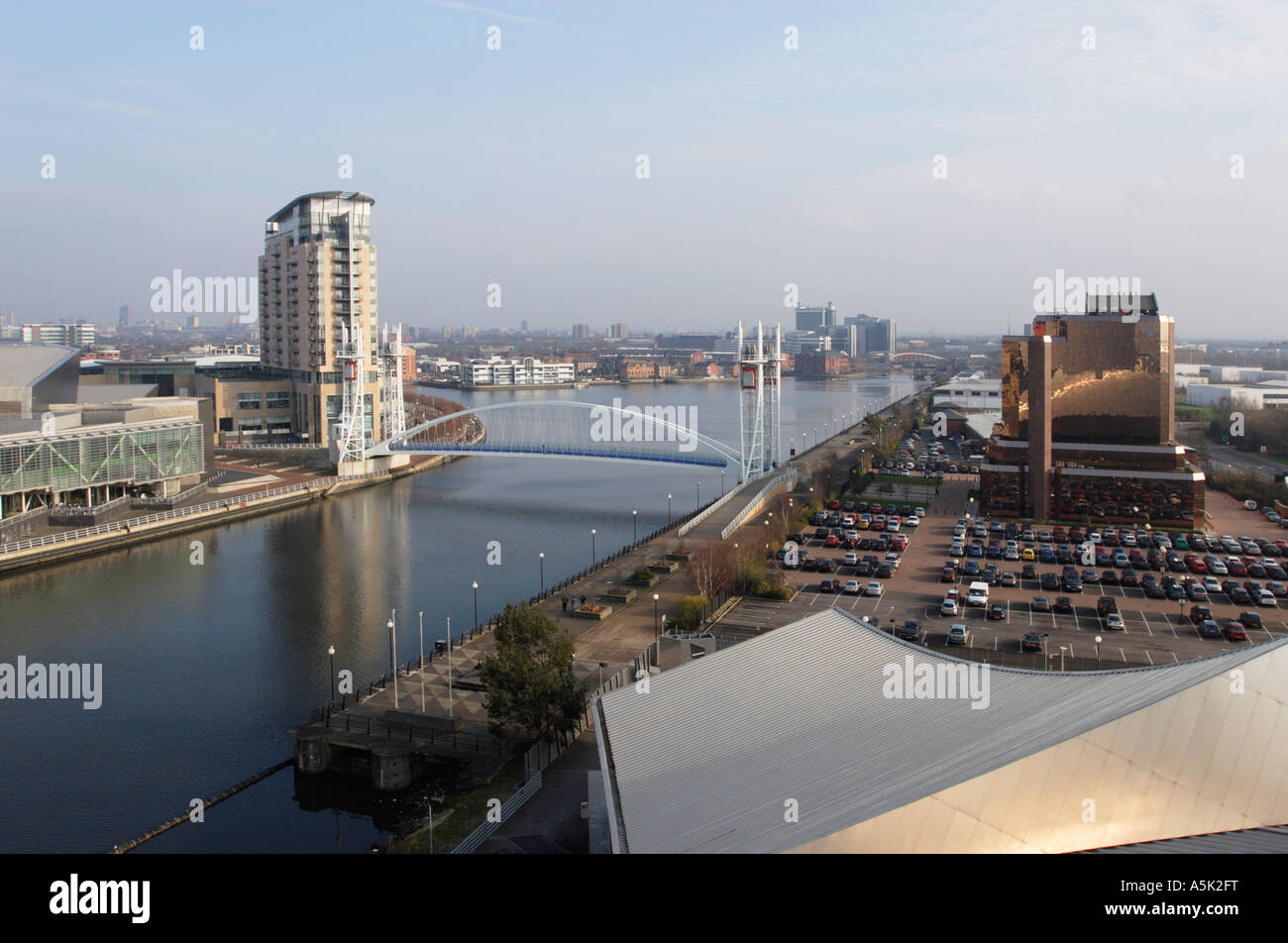 The Lowry footbridge and Salford Quays Development, Greater Manchester ...