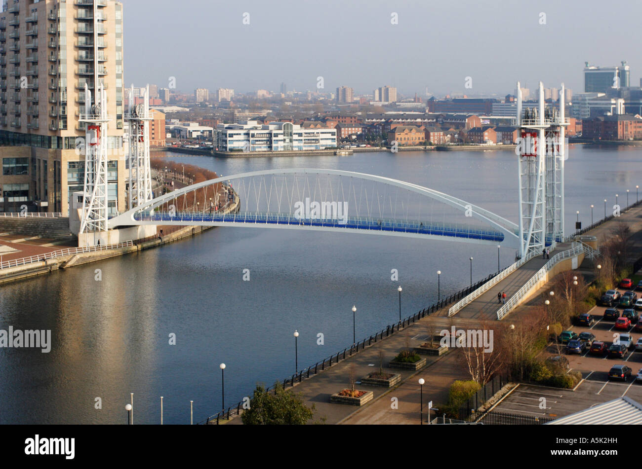 The Lowry footbridge and Salford Quays Development, Greater Manchester ...