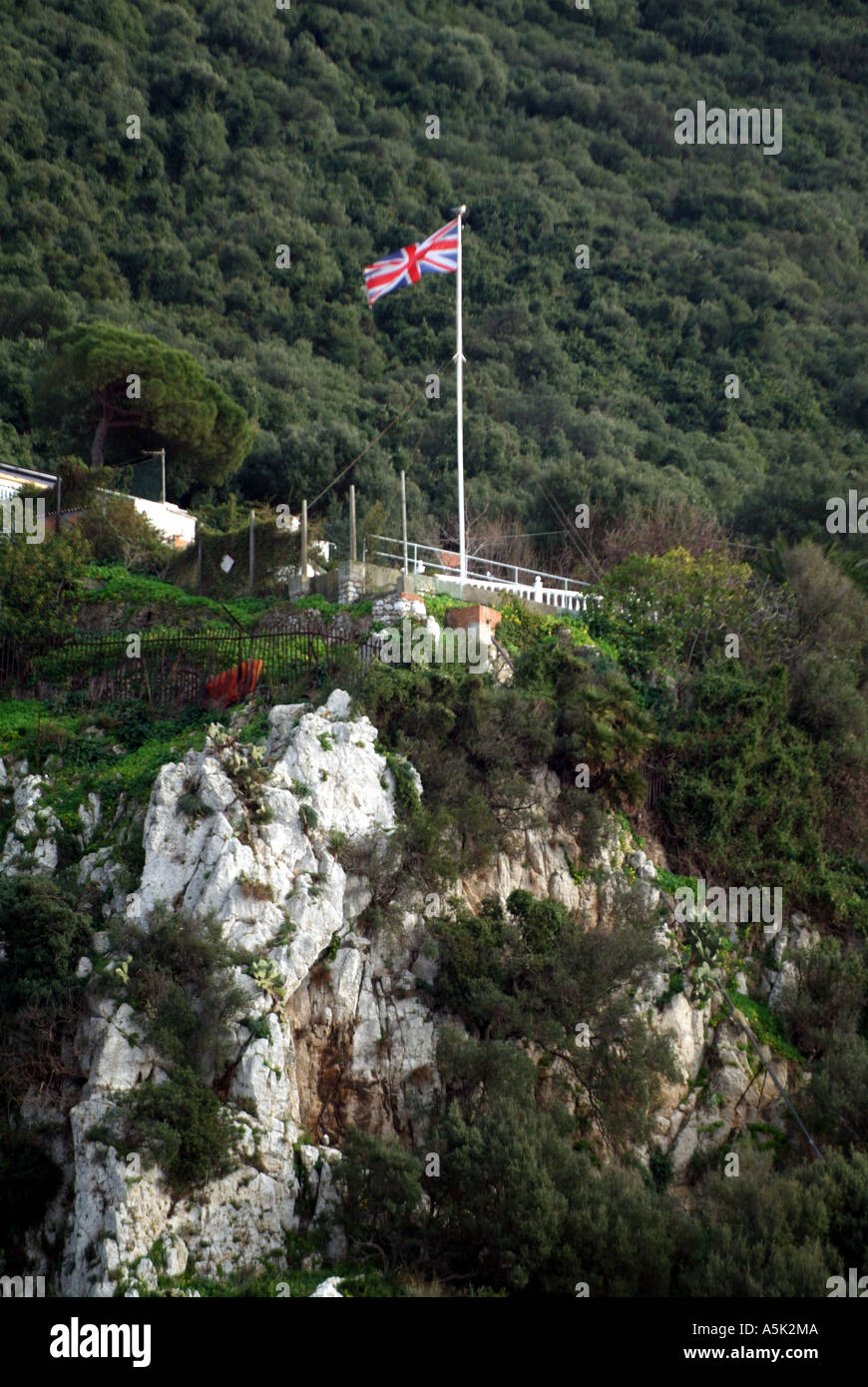 rock of gibraltar the rock union flag union jack vertical hillside ...