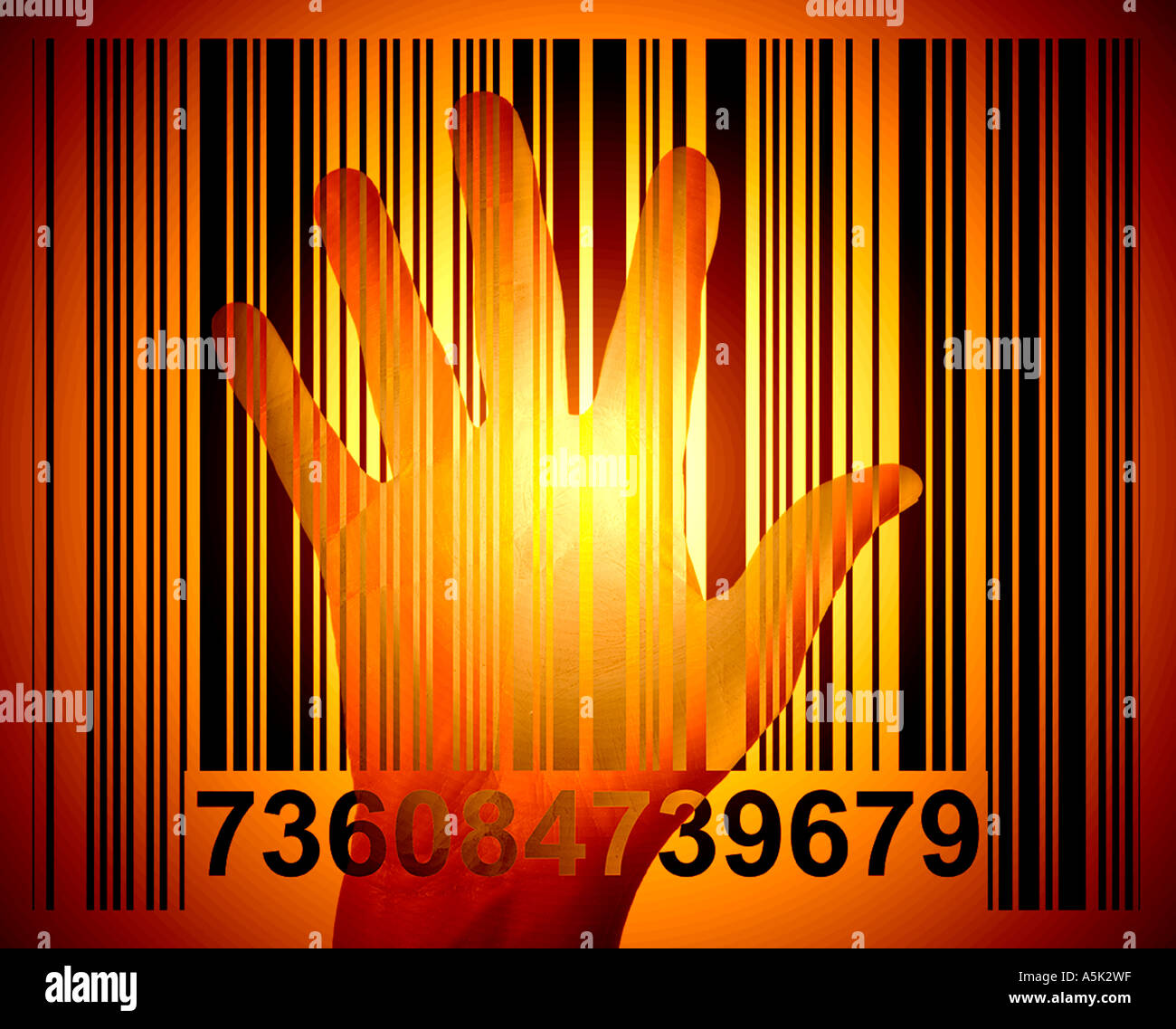 abstract view of human hand and bar code Stock Photo - Alamy