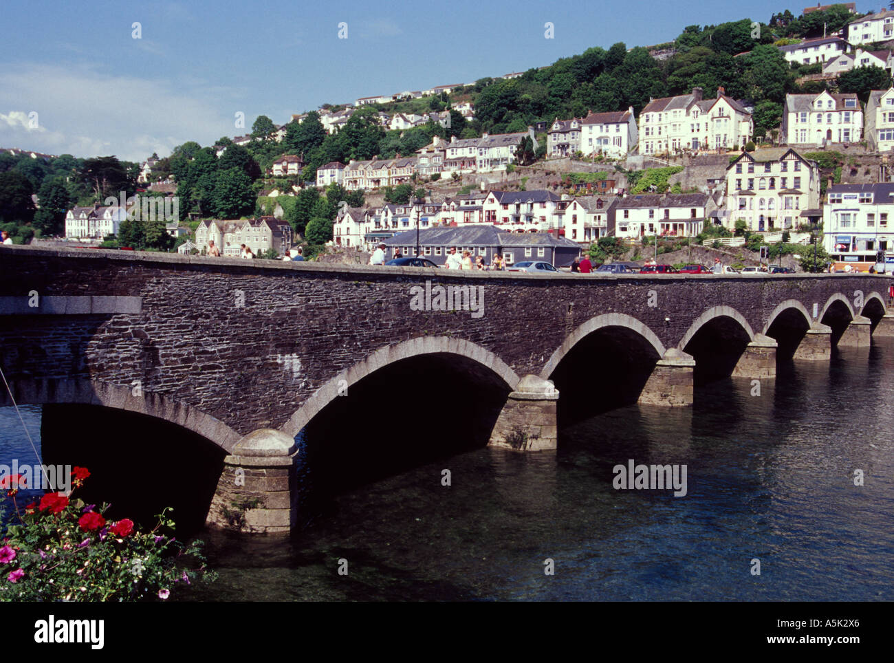 main road bridge between east and west looe river looe south cornwall ...