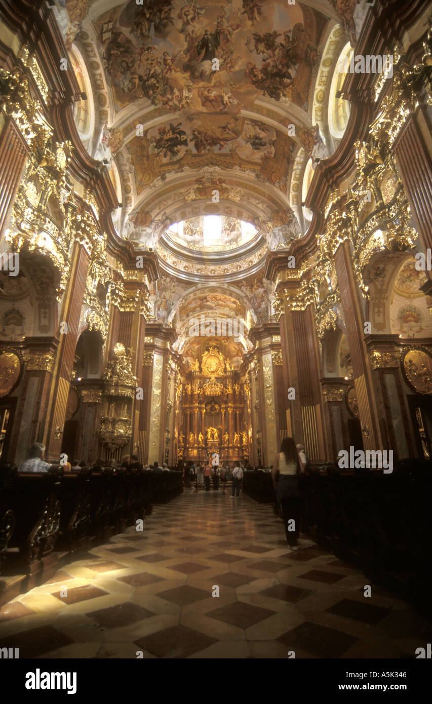 The exuberant interior of the baroque chapel at Melk abbey Stock Photo ...