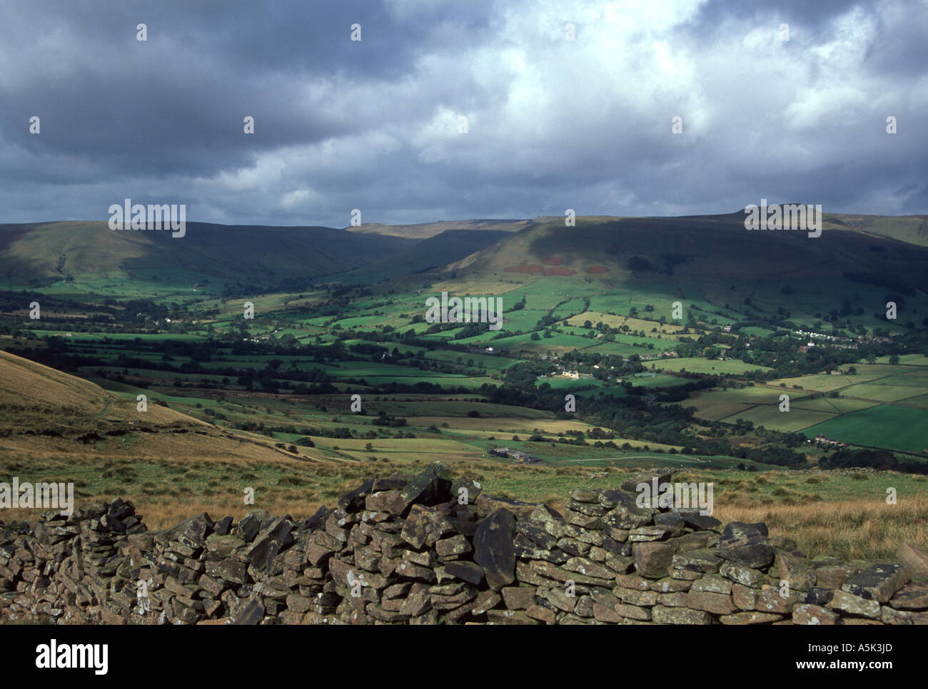 vale of edale summer stormy skies derbyshire peak district national ...