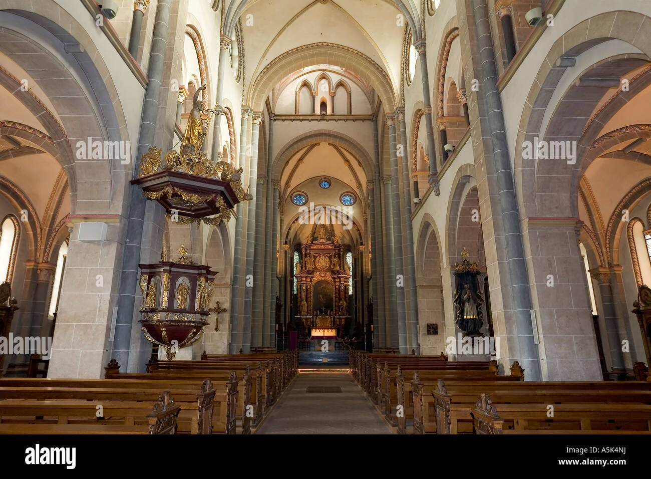 Interior of the Ludgerus basilica at Werden, Essen-Werden, NRW, Germany ...