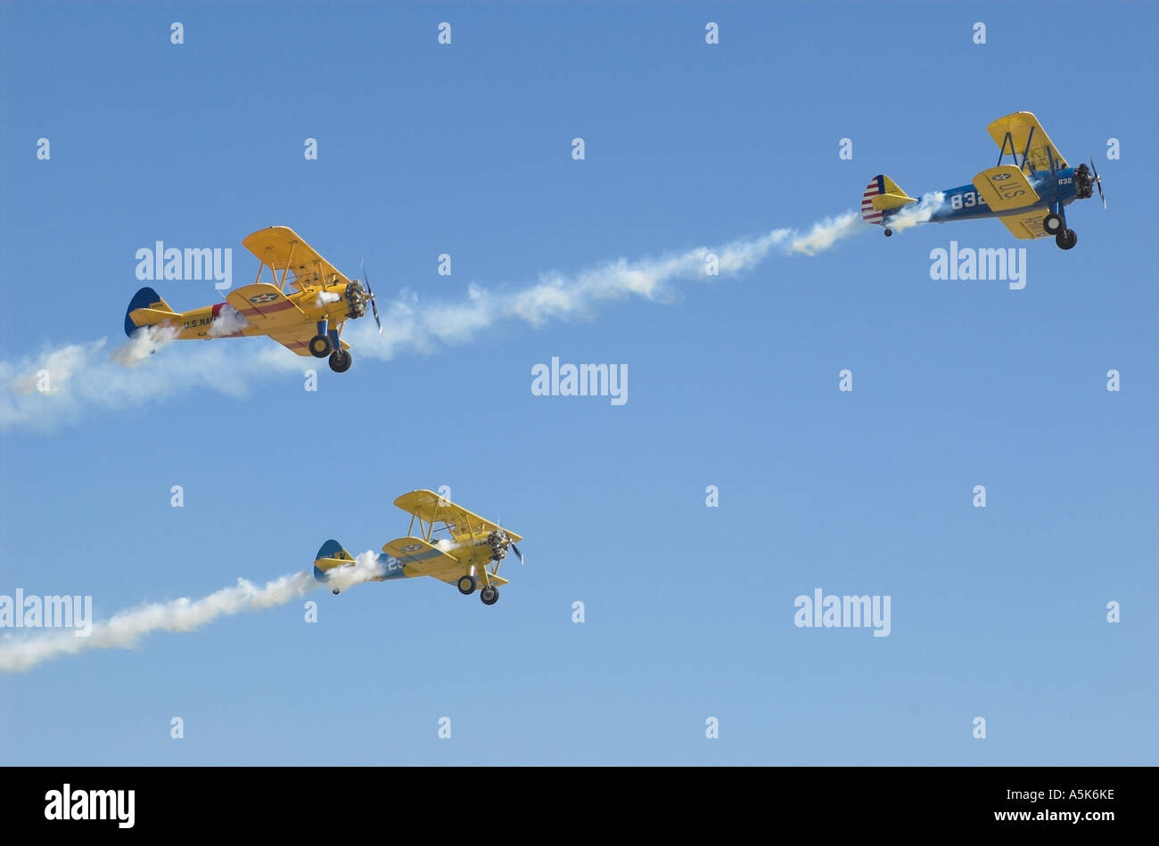Three Stearman Biplanes in triangle formation(U.S. Army and Navy ...