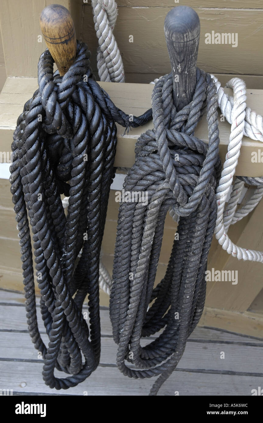 Ropes on an Old Sailing Ship Stock Photo - Alamy