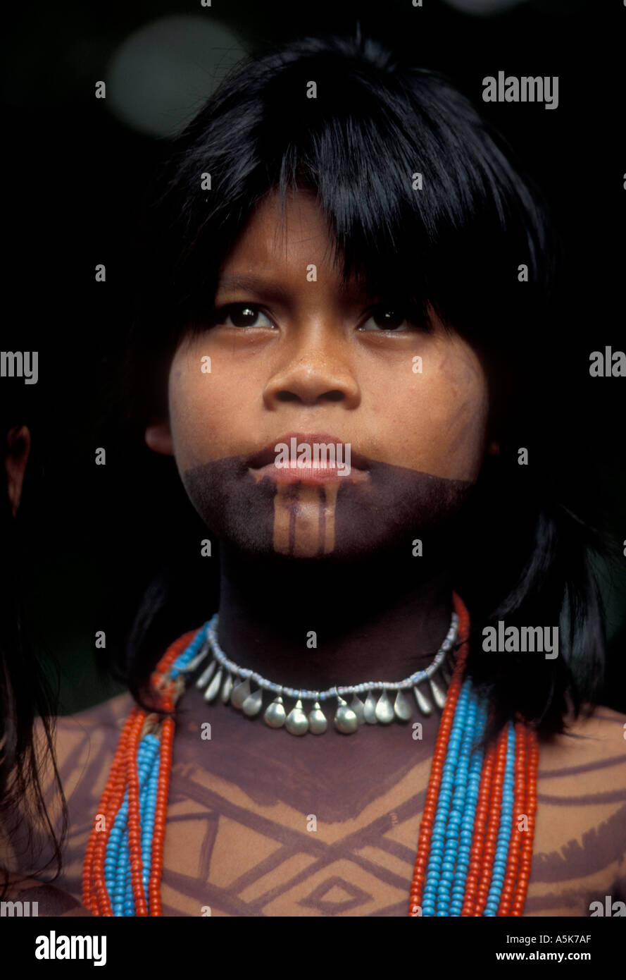 PANAMA DARIEN JUNGLE Face of Choko Indian girl also known as Embara ...