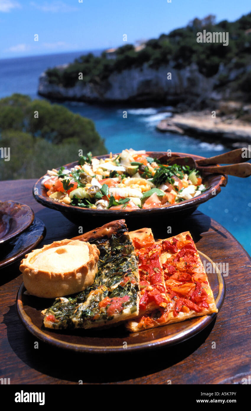 Typically majorcian dishes, Empanada , Cocas , salad , Palma de Majorca ...