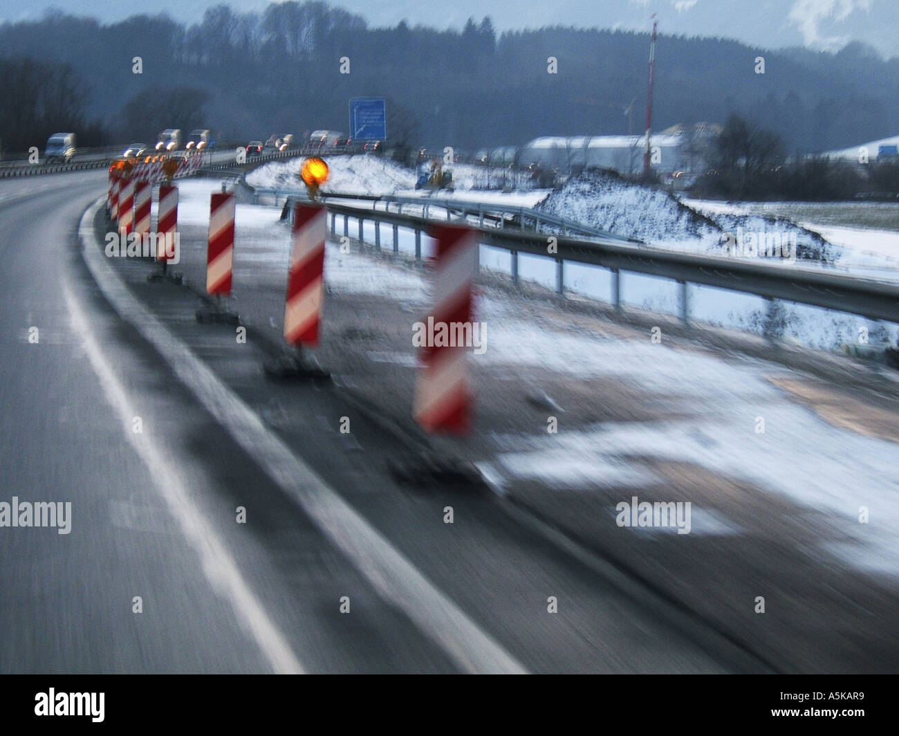 Bavaria, GER, Germany: Road works at the motorway Stock Photo - Alamy