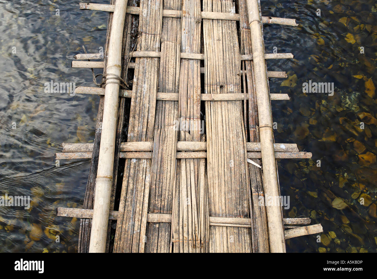 Bamboo bridge over a river, Kachin State, Myanmar Stock Photo - Alamy