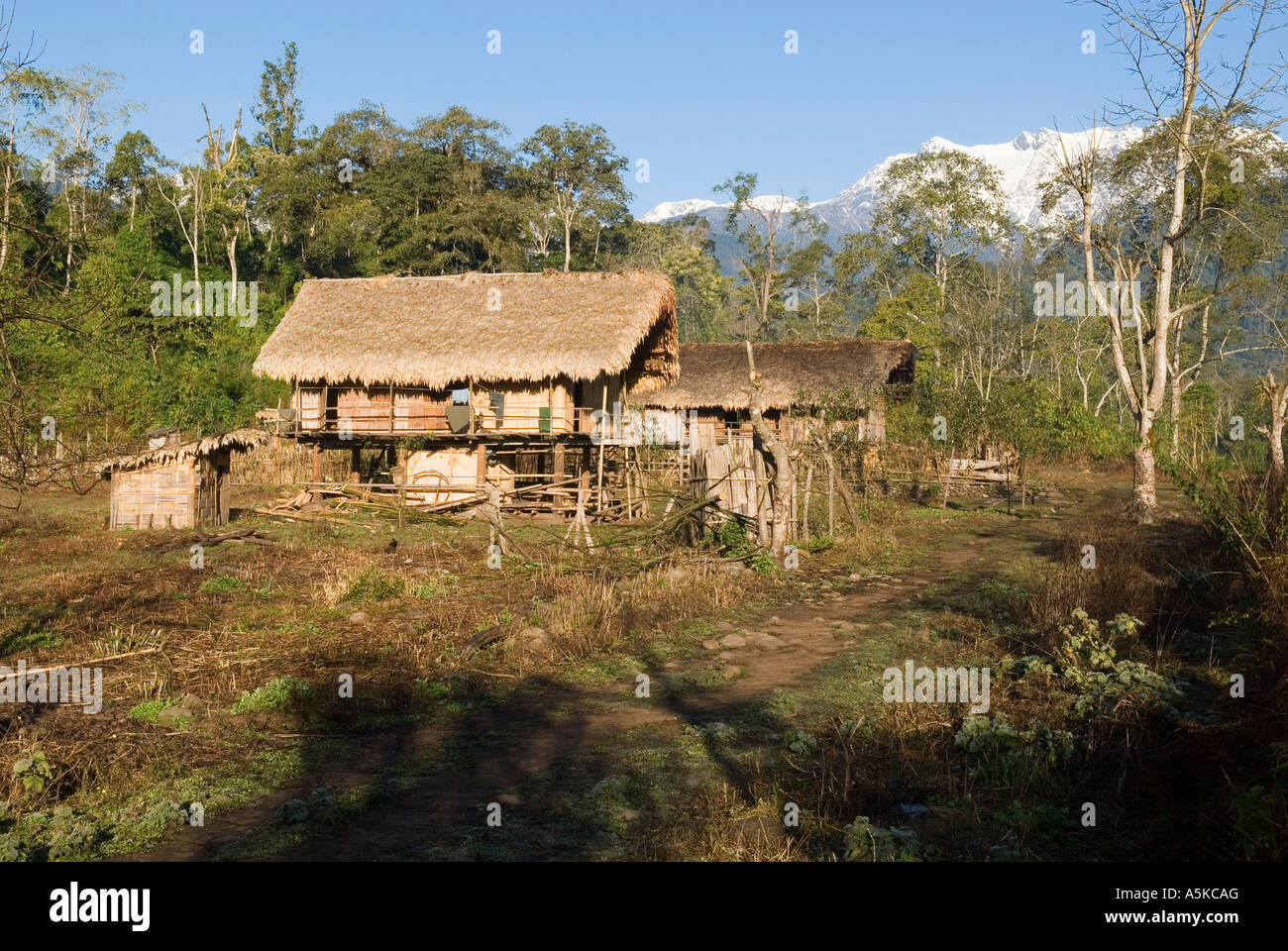 Traditional Rawang house in the Phon Kan Razi area, Kachin State ...