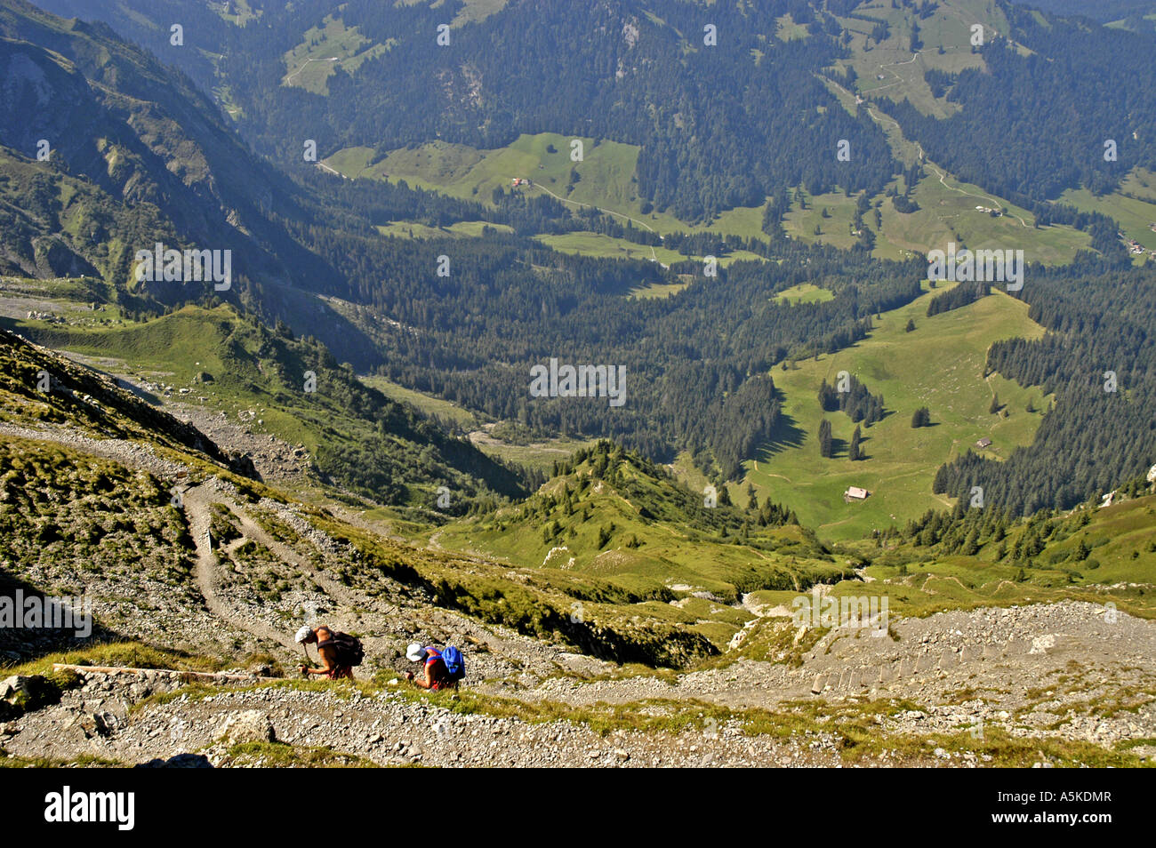 Lucerne Switzerland steep walking hiking up Mount Pilatus Stock Photo ...