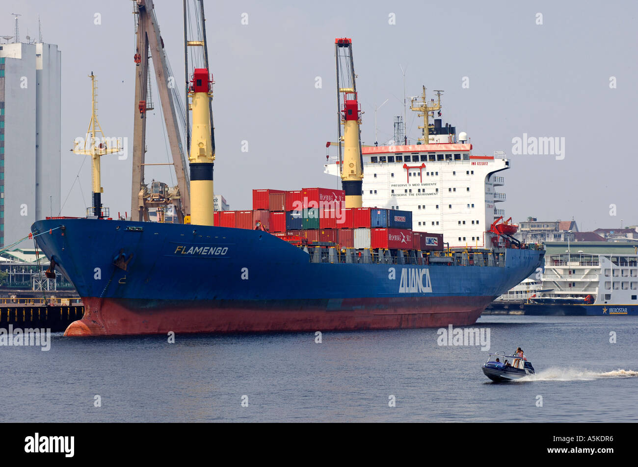 Container ship calling at the port of Manaus Amazonia Brasil Stock ...