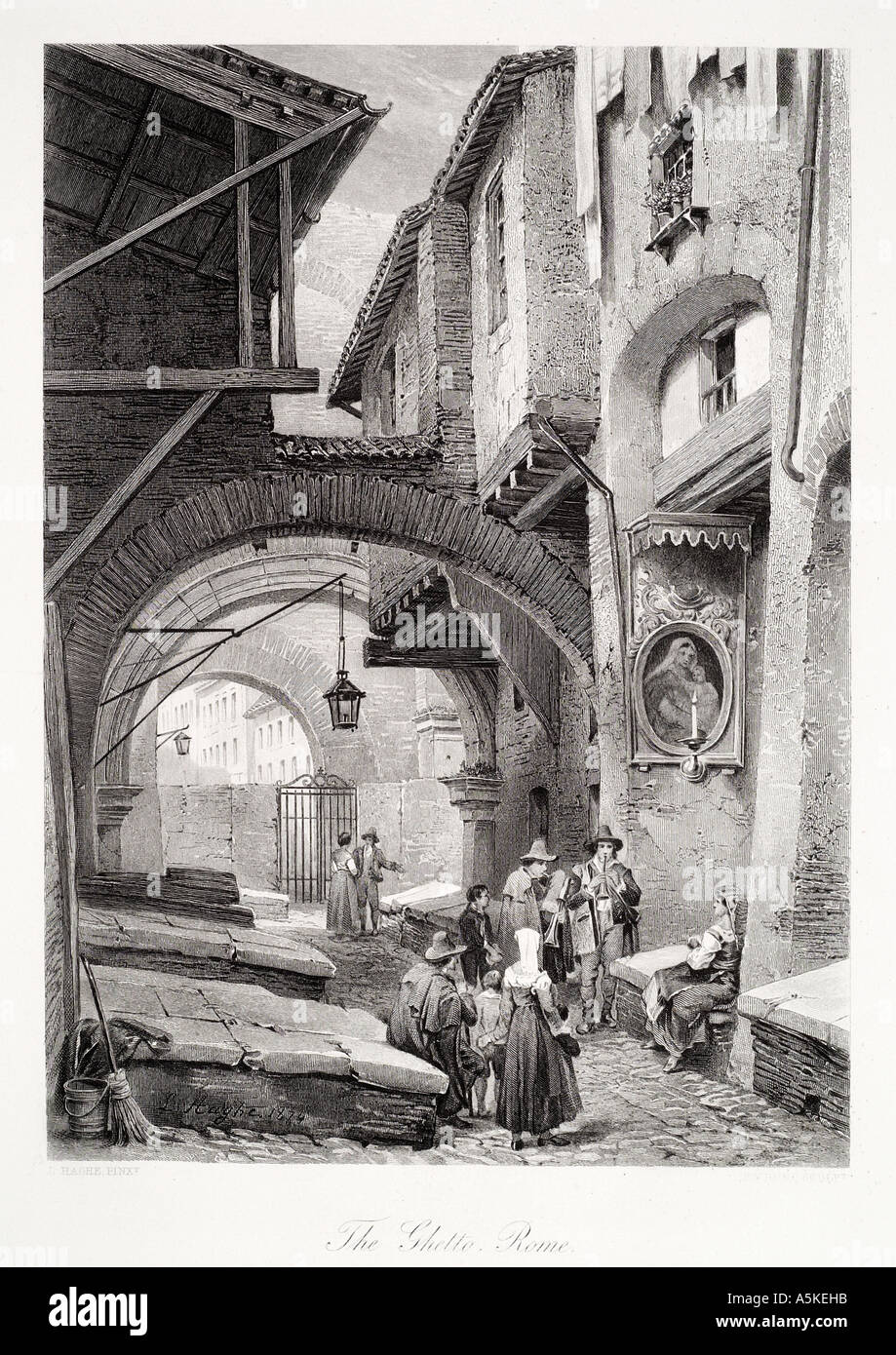 ghetto Rome Jew Jewish Judaism arch gate enclosed street house musician ...