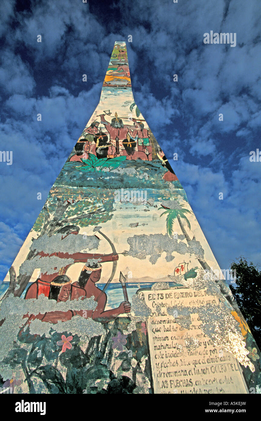 Samana Peninsula historic monument Taino Indians attacking Columbus at ...