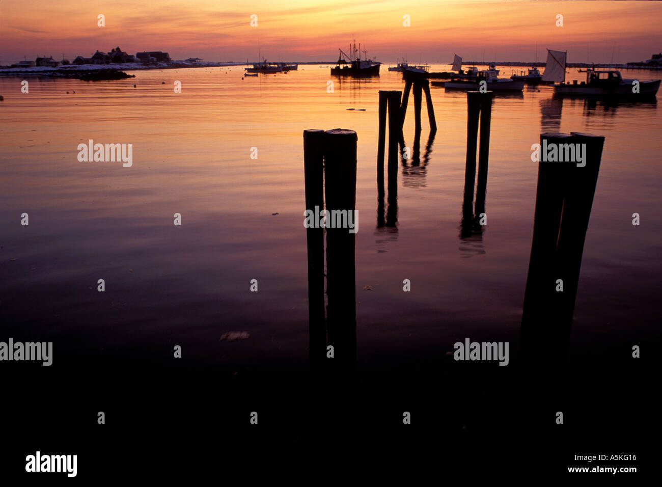 Boats Sunrise Rye Harbor Rye NH Stock Photo - Alamy