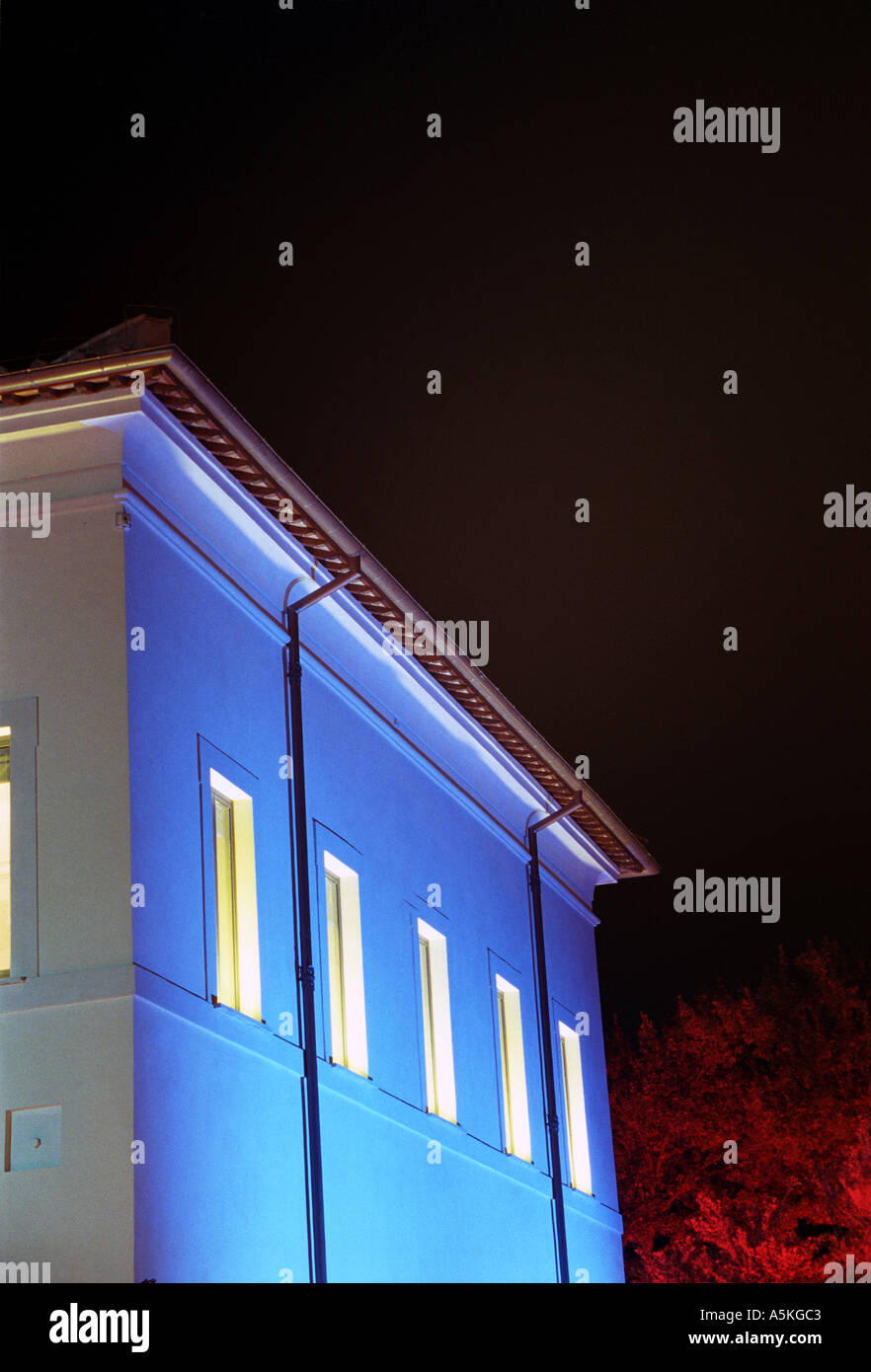 Building lit blue spotlights night hi-res stock photography and images ...