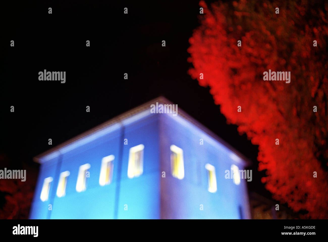 Building lit blue spotlights night hi-res stock photography and images ...