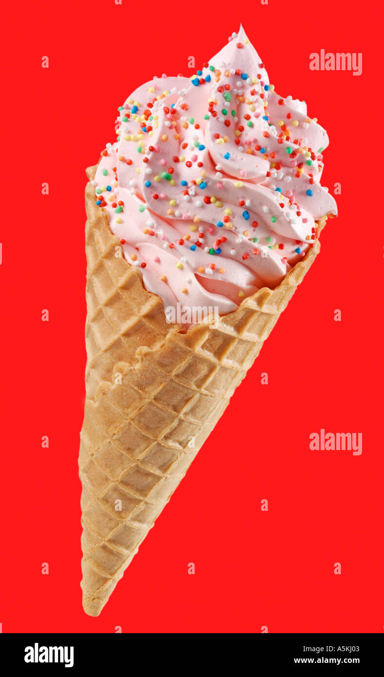 STRAWBERRY ICE CREAM CONE Stock Photo - Alamy