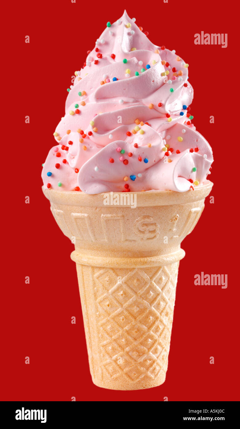 STRAWBERRY ICE CREAM CONE Stock Photo - Alamy