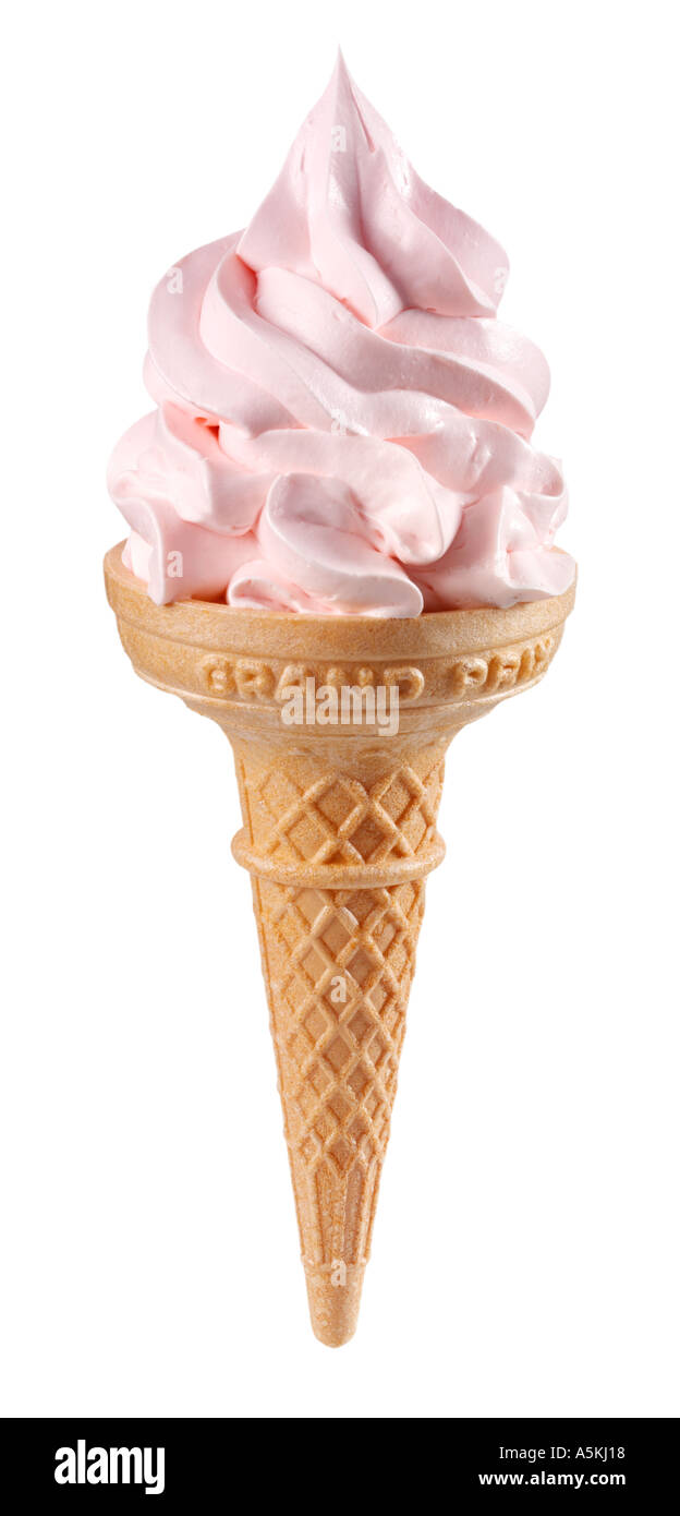STRAWBERRY ICE CREAM IN CONE Stock Photo - Alamy