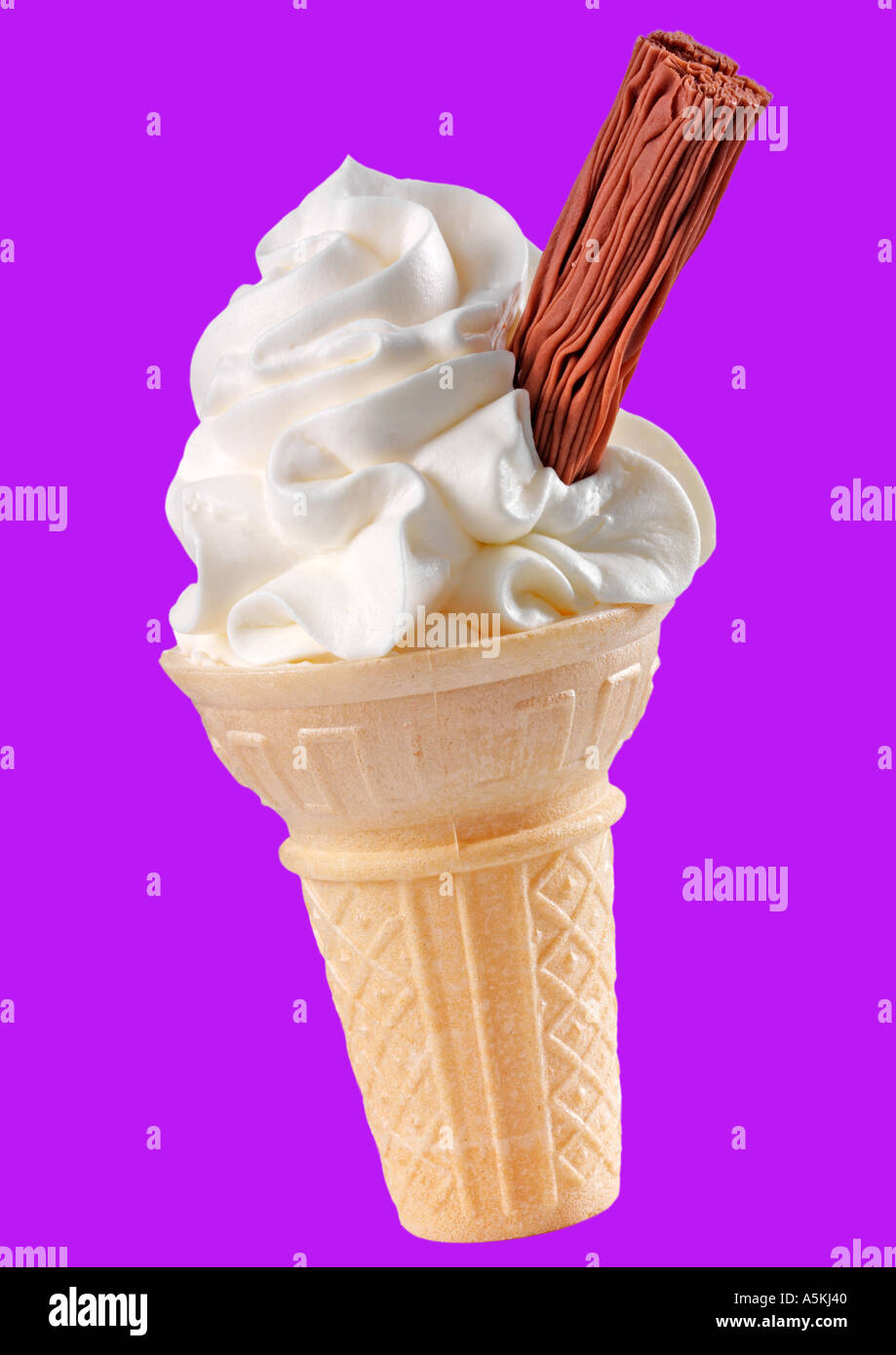 VANILLA ICE CREAM CONE WITH CHOCOLATE Stock Photo - Alamy