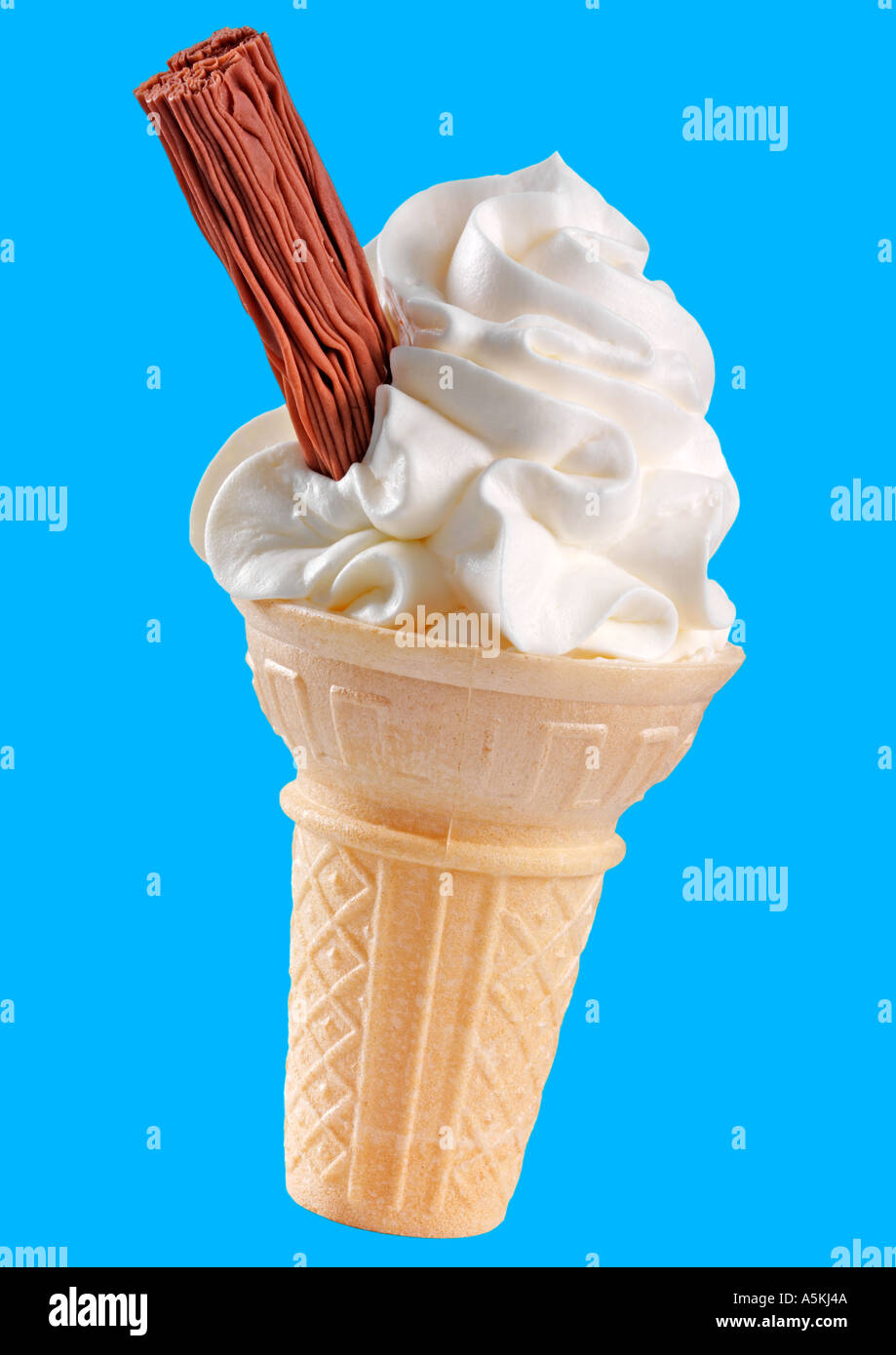 VANILLA ICE CREAM CONE WITH CHOCOLATE Stock Photo - Alamy