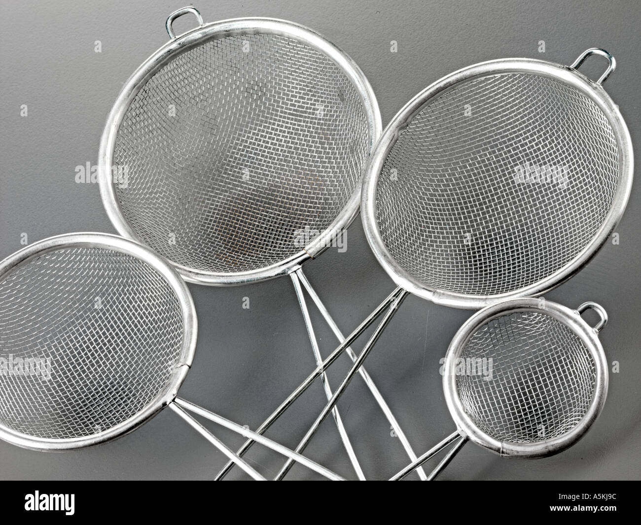 ASSORTED METAL SIEVES Stock Photo - Alamy