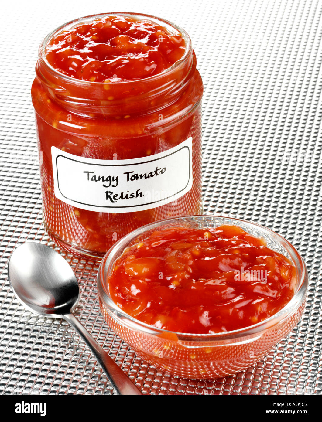 TANGY TOMATO RELISH WITH LABEL Stock Photo - Alamy